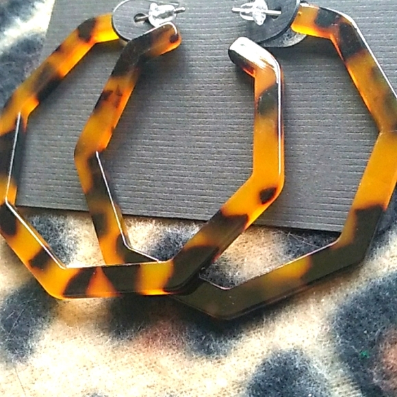 Jewelry | Tortoiseshell Octagon Hoop Earrings | Poshmark